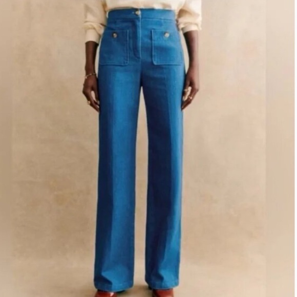 Sezane | Jeans | Sezane Dan Trousers Faded Cyan Denim | Poshmark